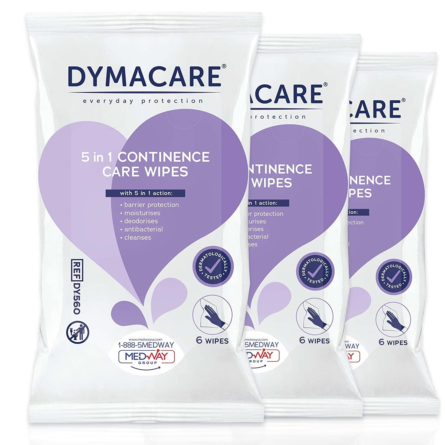 DYMACARE 5 in 1 Continence Care Wipes- 3 Packs – medvance