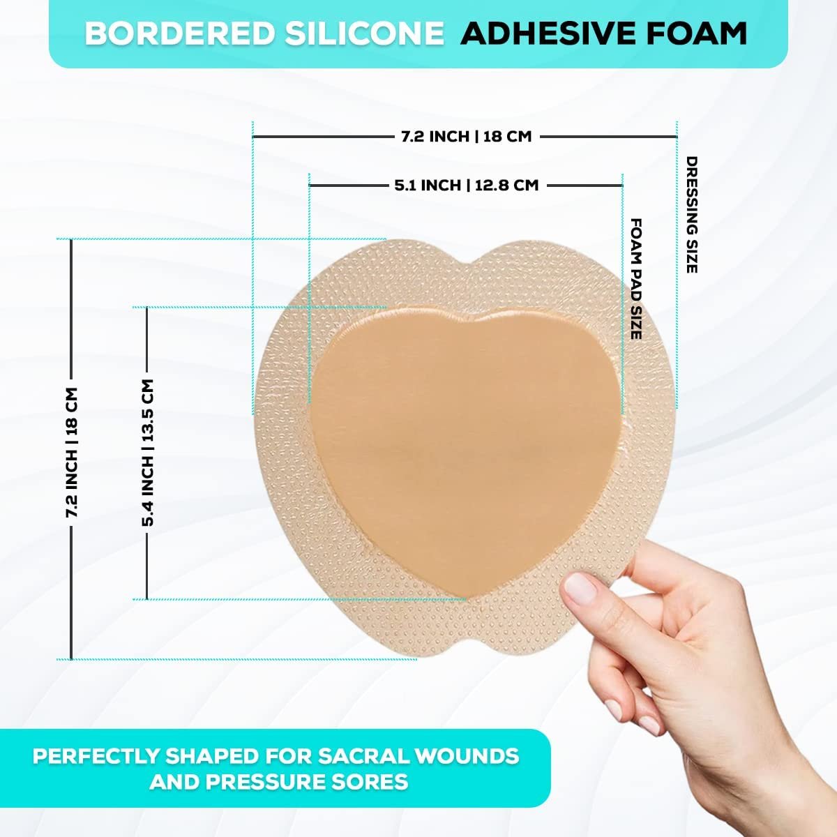 MedVance Silicone Bordered Adhesive Sacral Wound Dressing, 7"x 7", Box ...